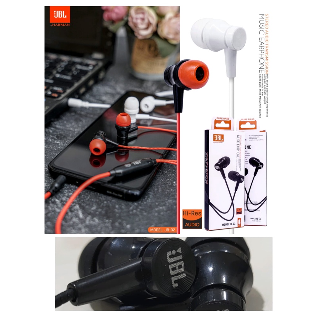 Jual Handfree JL JB-02 Super Bass Earphone JL Stereo Super Bass JB-02 ...
