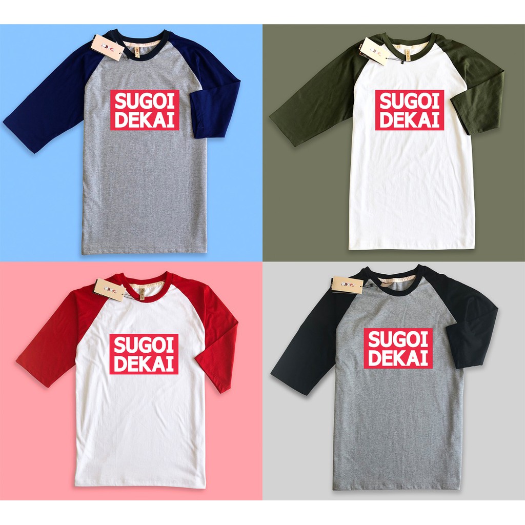 Jual Baju kaos raglan premium desain Sugoi Dekai Japan | Shopee Indonesia