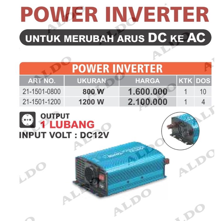 Jual POWER INVERTER 800 WATT Dan 1200 WATT ALDO INVERTER DC KE AC ...