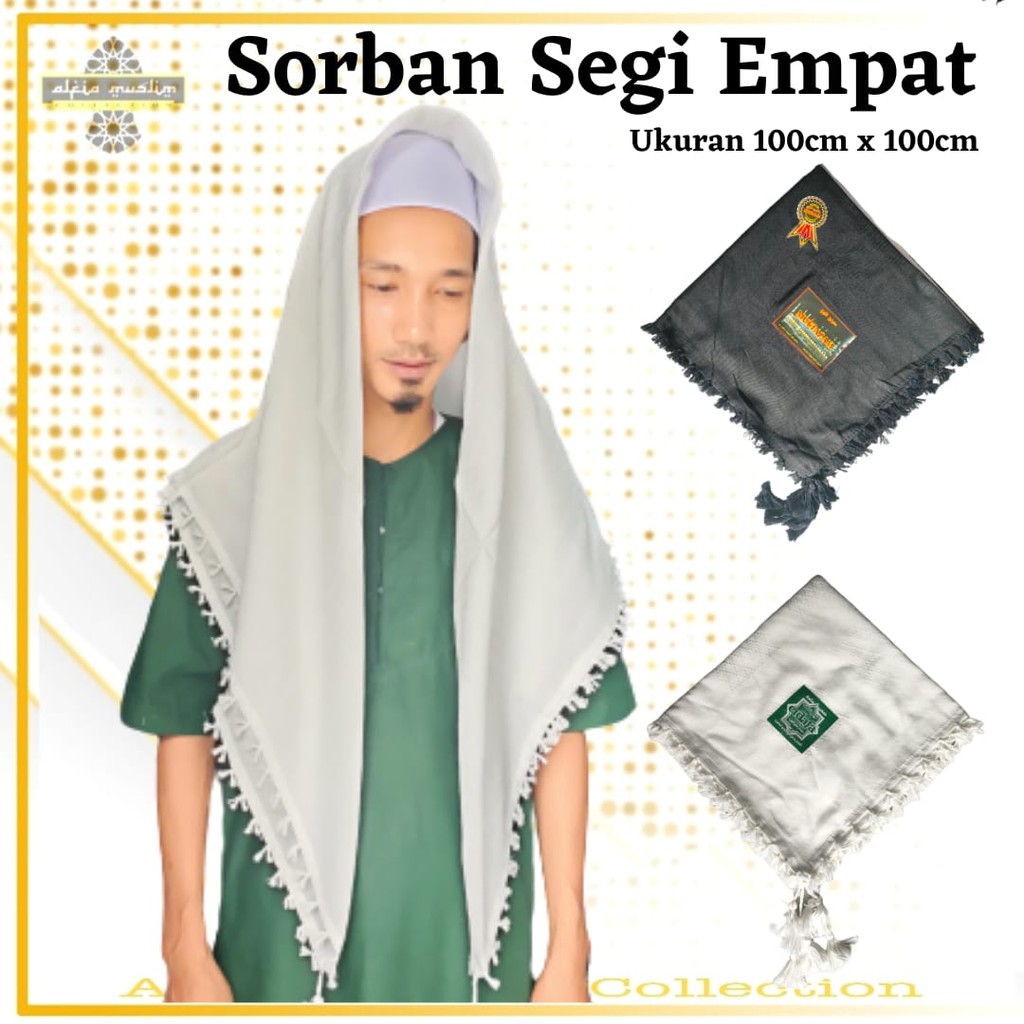 Jual Sorban Polos Sorban Segi Empat Sorban Rombe Hitam Putih Polos ...