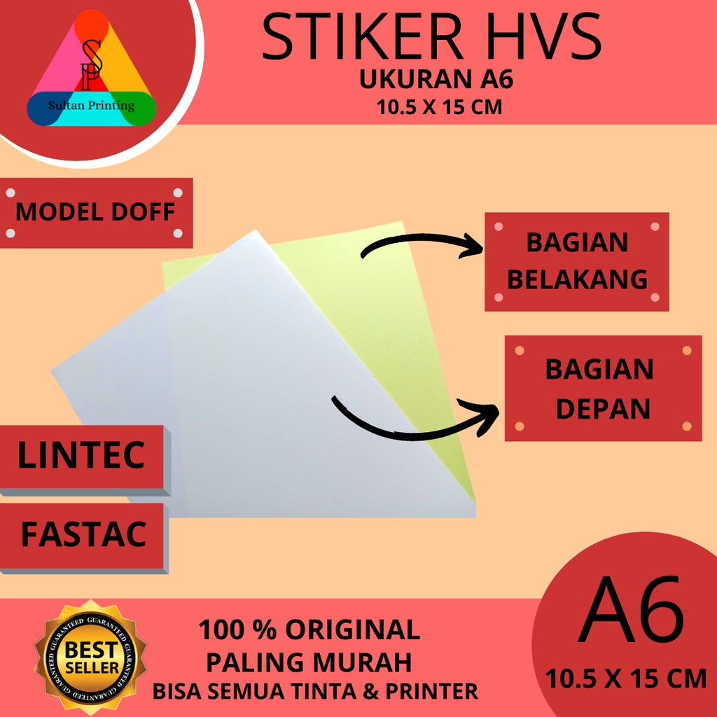 Jual Deskripsi Kertas Stiker HVS A6 / Printable Sticker (bisa di Print ...