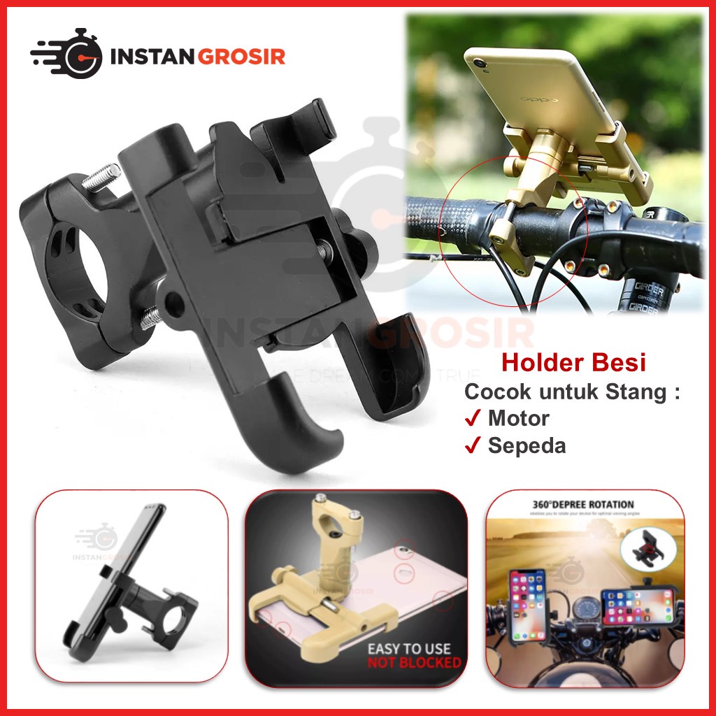 Jual Holder Stang Motor Besi HM22 HM-22 Phone Stand handphone senderan dudukan hape alat ...