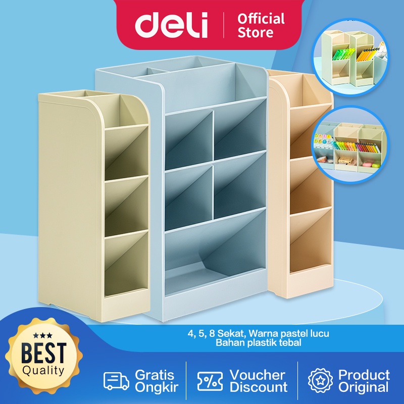 Jual Deli Pen Holder / Rak Tempat Pulpen Pensil 4 5 8 Sekat Pastel Lucu ...