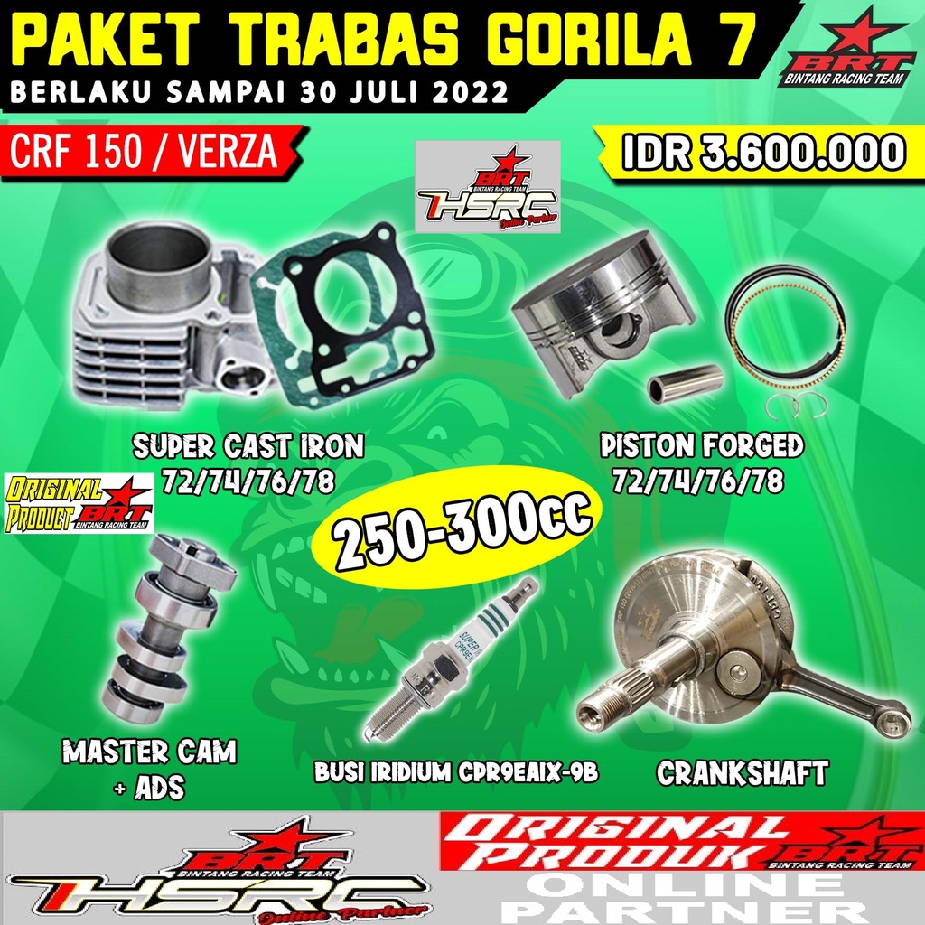 Jual PAKET BORE UP GORILLA BRT Honda CRF 150 Verza New Megapro Fi 250 275 280 300 cc Blok ...