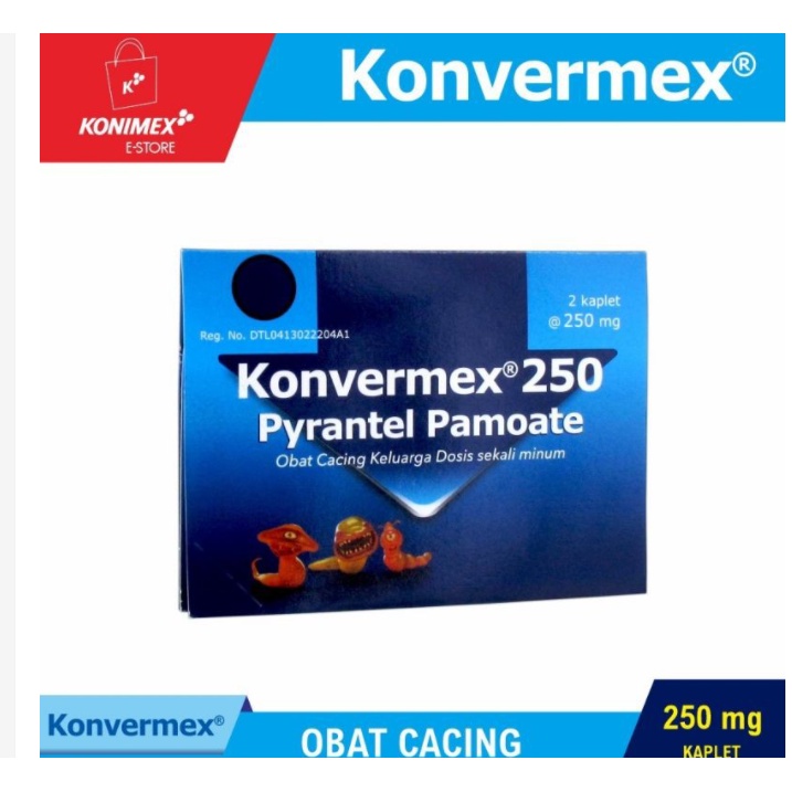 Jual Konvermex obat cacing 250 pyrantel pamoate per strip 2 kaplet ...