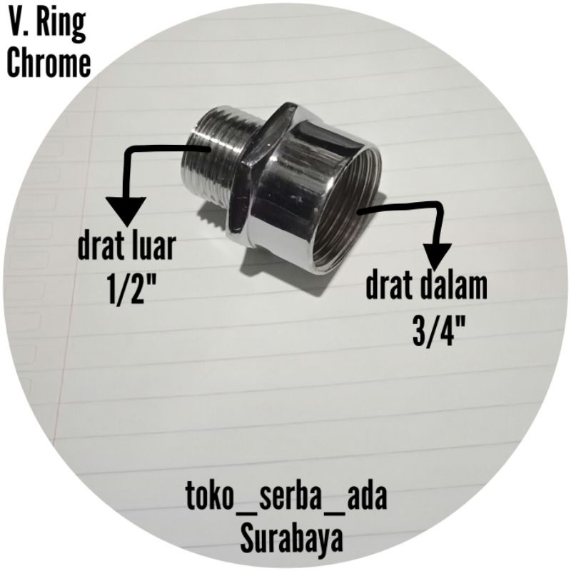 Jual Verlop ring drat luar 1/2 x drat dalam 3/4 (Kode: 4.67.67) chrome ...