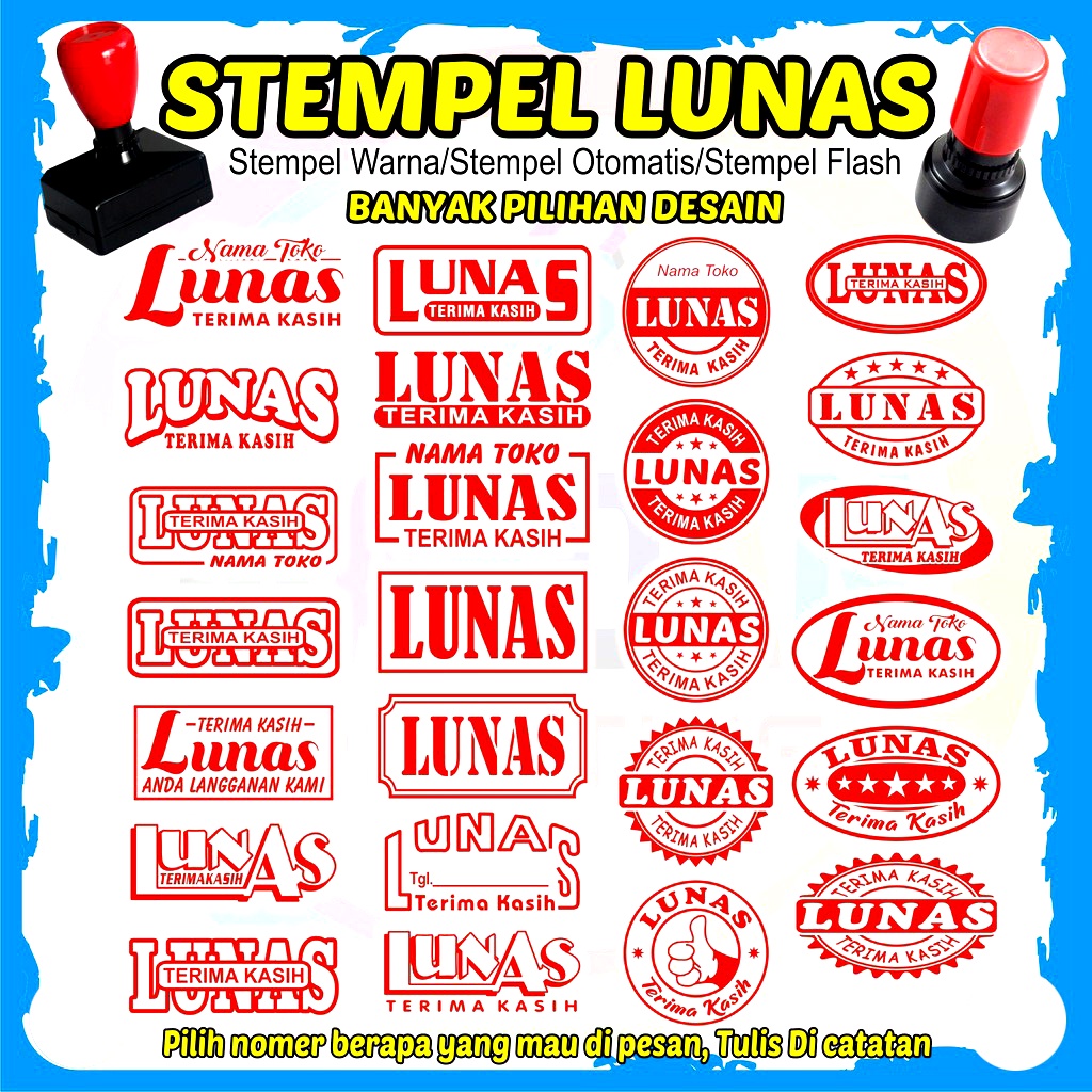 Jual Stempel Lunas Otomatis Desain Custom 1 Warna | Shopee Indonesia