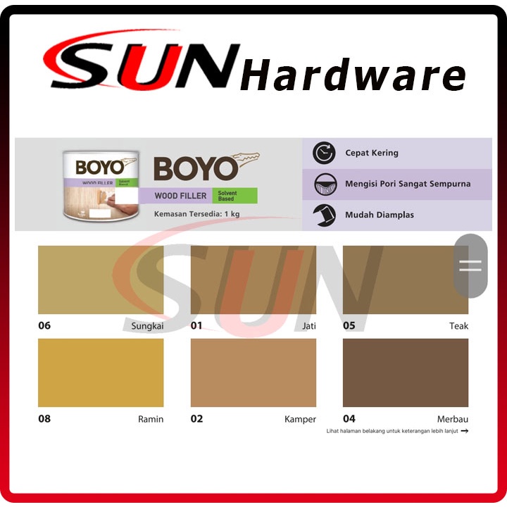 Jual Dempul Kayu Wood Filler 1 Kg Boyo Solvent Based Jati Kamper ...