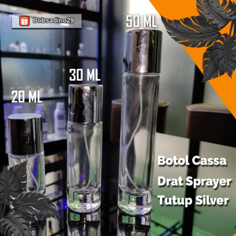 Jual Botol parfum Reffil/Botol kosong 30ml/Cassa silver/tutup rata/drat ...