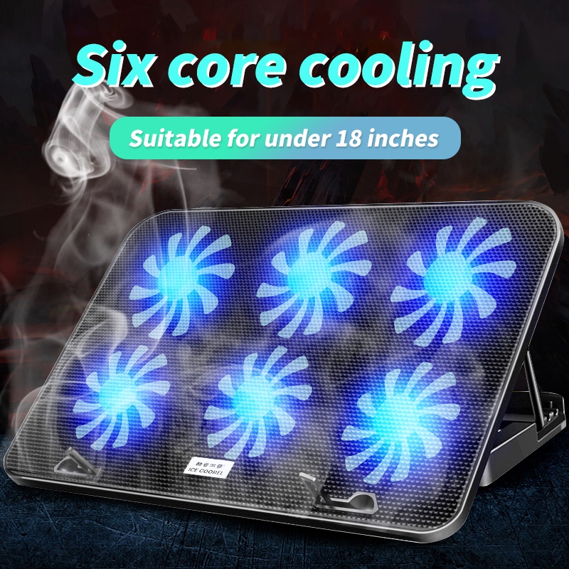 Jual COD Cooling Pad Laptop Gaming Laptop 6 Fan LED Silent Noise ...