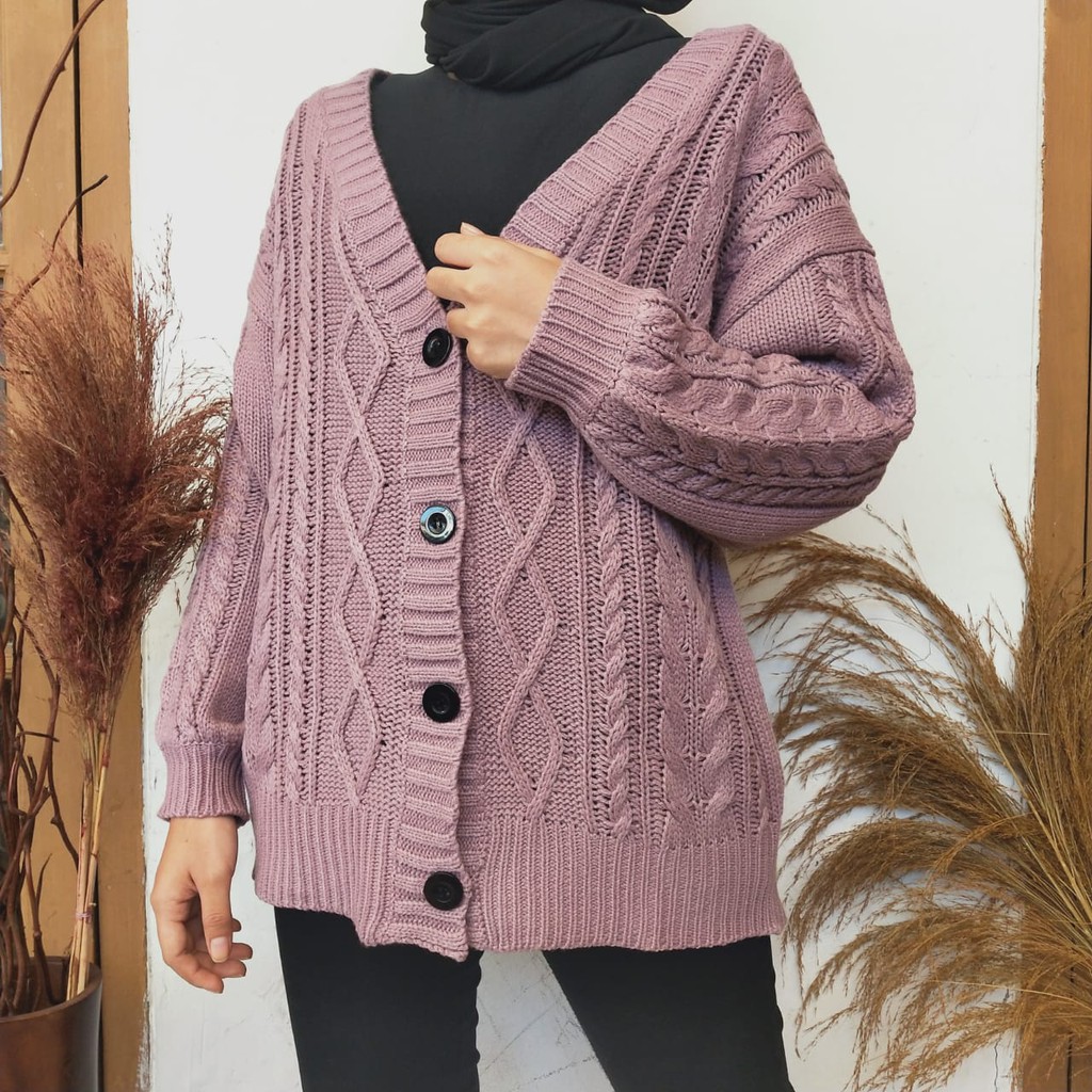 Jual Hanum Cardigan Rajut Premium / Cardigan Oversize / Cardi Rajut / Cardigan Crop Wanita ...