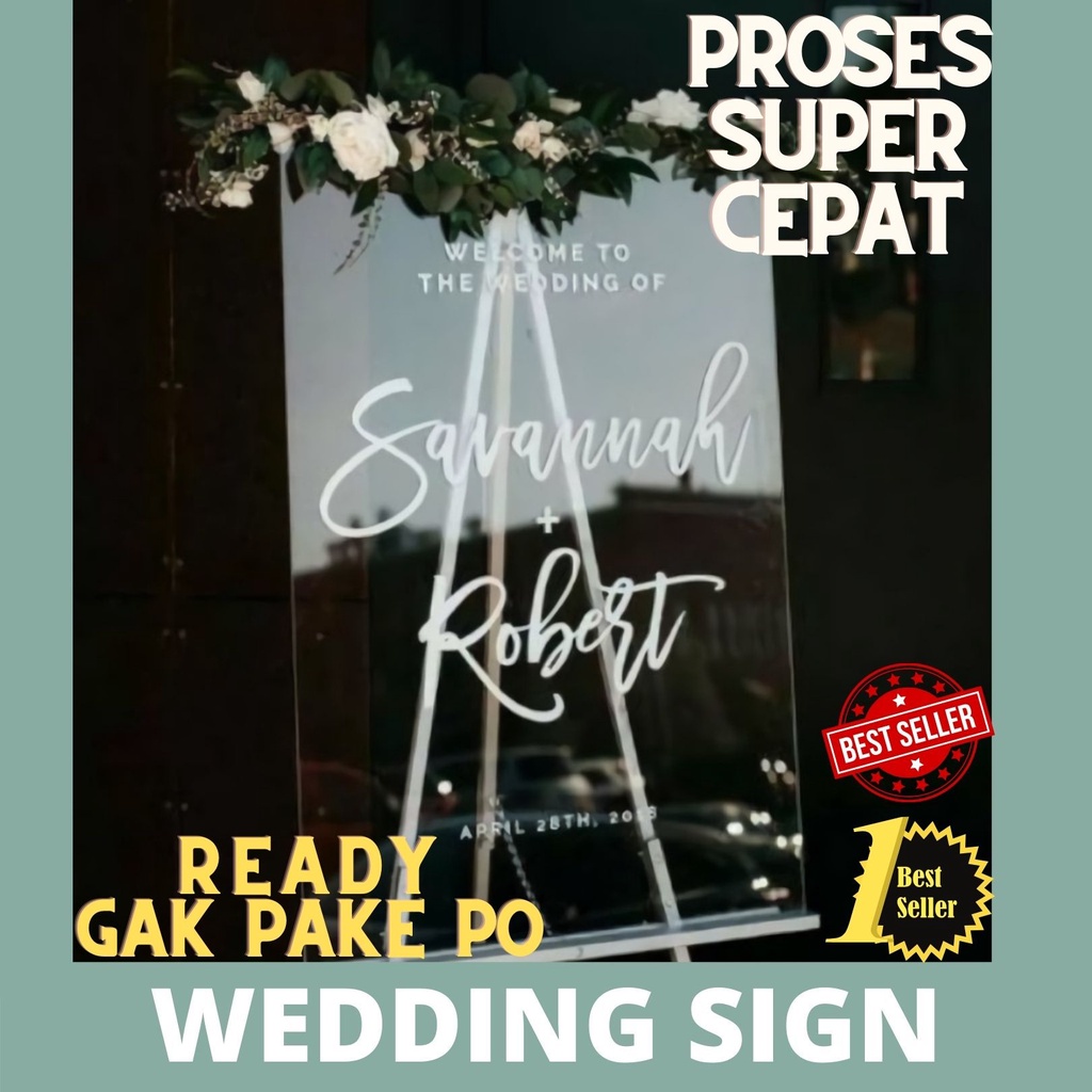 Jual acrylic welcome sign akrilik 40x60 2mm wedding akrilik saja ...