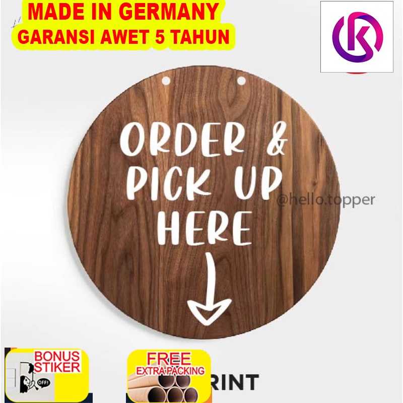 Jual Promo Sign Kayu Order & Pick Up Here Modern Signage Kayu UV Print ...