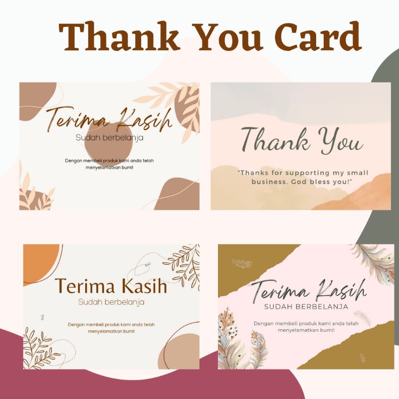 Jual Thank You Card Custom Kartu Ucapan Terima Kasih Online Shop / Syukuran / Ulangtahun Ultah ...