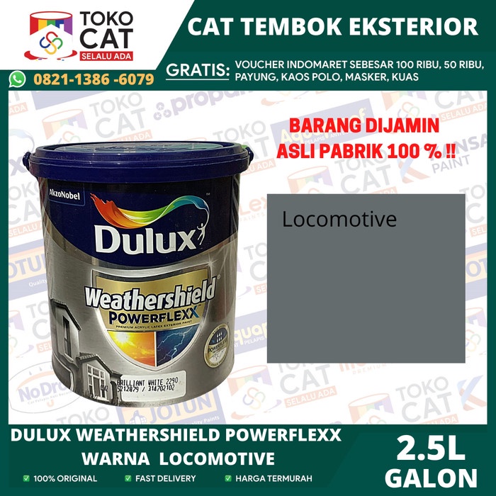 Jual CAT TEMBOK DULUX WEATHERSHIELD POWERFLEXX WARNA LOCOMOTIVE 2.5 L ...