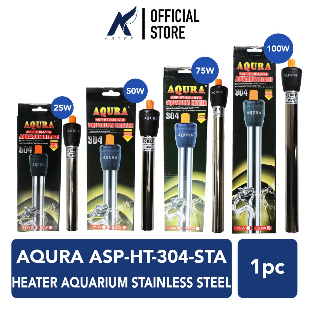 Jual AQURA HEATER STAINLESS STEEL Penghangat-Pemanas-Hiter Air Aquarium ...