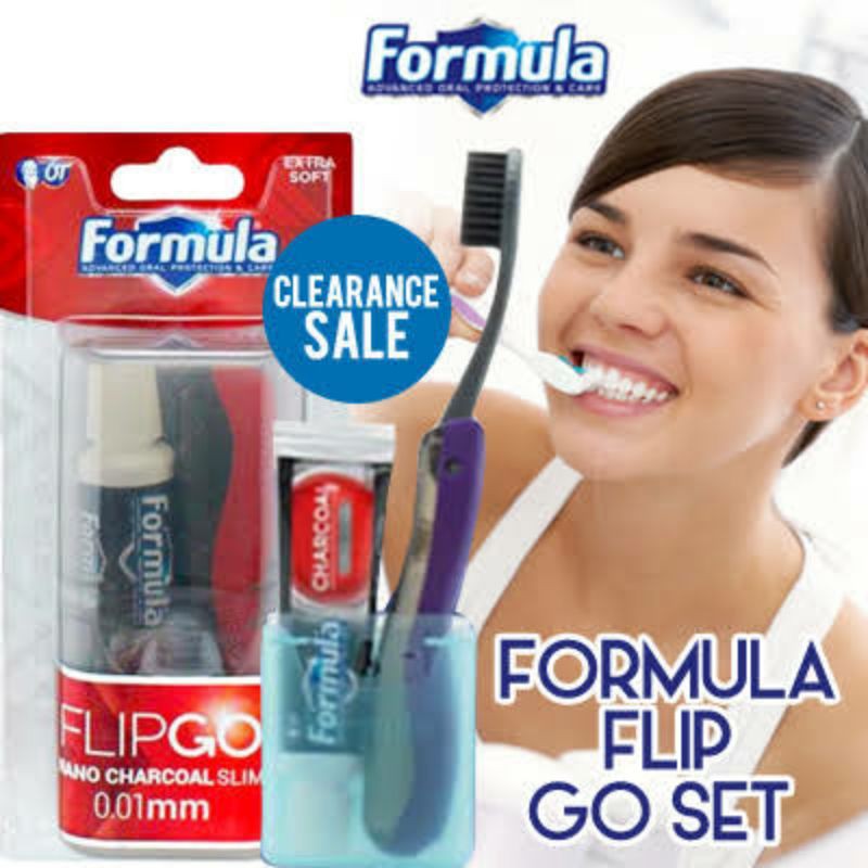 Jual FORMULA FLIP GO NANO CHARCOAL SLIM 0.01MM SIKAT GIGI LIPAT SET ...