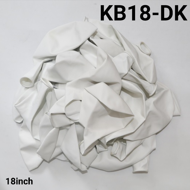 Jual KB18-DK Balon latex 18 inch 45 cm doff tebal putih white satuan ecer (Balon Latex Bulat ...