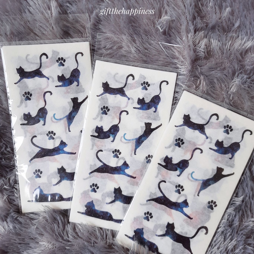 Jual [6 sheet] Galaxy Cats Transparent Stickers | Stiker Kucing ...