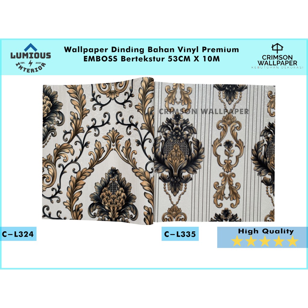 Jual [DELUXE] Wallpaper Dinding Vinyl Premium Motif Batik Salur Damask EMBOSS Bertekstur ...