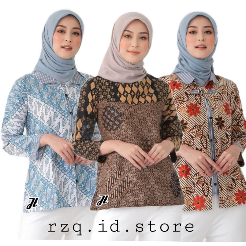 Jual Baju batik wanita modern Atasan Batik Modern Batik kombinasi Kerja ...