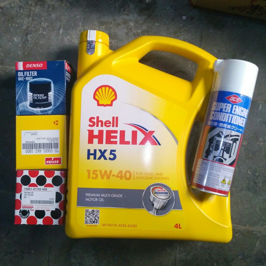 Jual Paket Oli Mobil Shell Helix HX5 15W-40 + Filter Oli + Engine ...