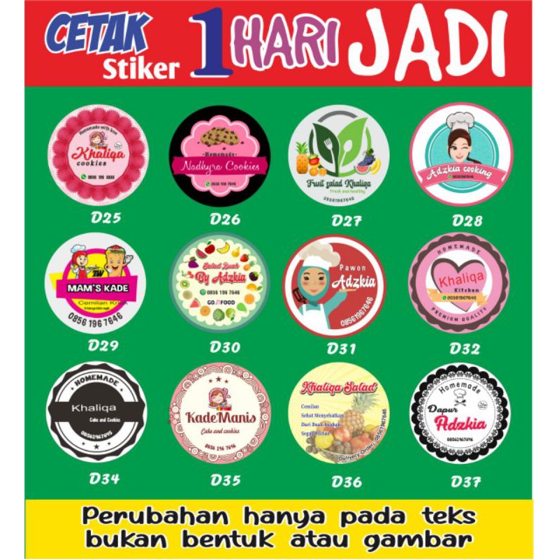 Jual CETAK STIKER VINYL BULAT PRODUK MAKANAN PRODUK KEMASAN MAKANAN A3 ...