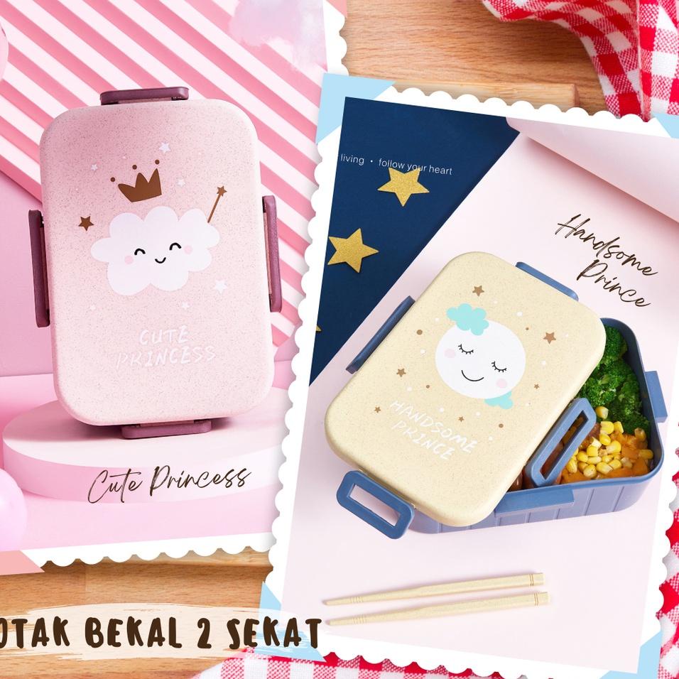 Jual Kekinian - Kotak Bekal Makan Anak Tempat Makan Anak 2 Sekat Lunch Box Bear Rabbit Motif ...
