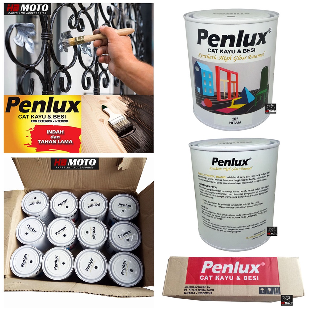 Jual 1 Karton isi 12 kaleng 202 PENLUX Cat Besi & Kayu 202 ( Hitam ) 1 ...