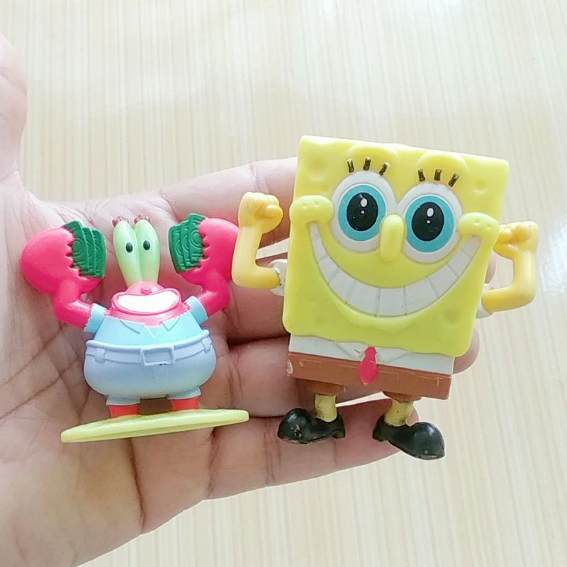 Jual Paket 2 Mainan / Pajangan Figure Spongebob & Mr Krab Crab Toys ...