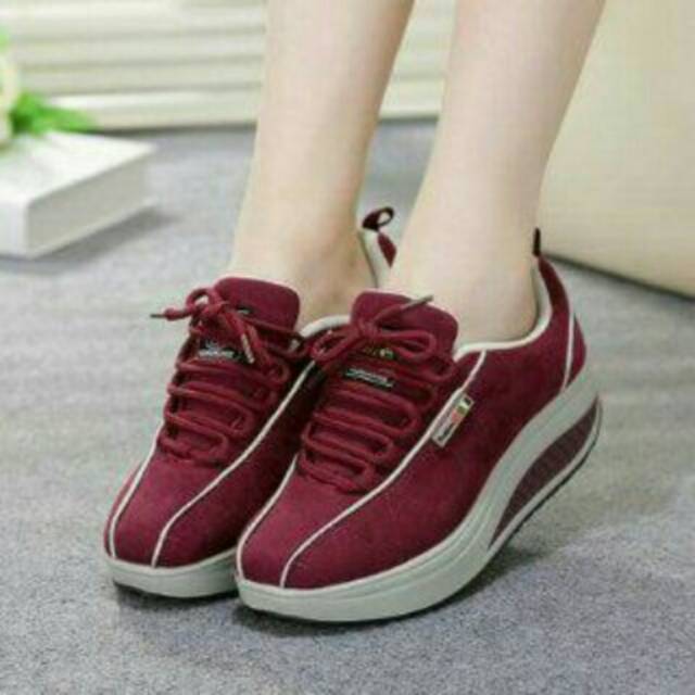 Jual SEPATU KETS CEWEK WANITA KOREA SNEAKERS SUMBA MAROON MURAH MODIS ...