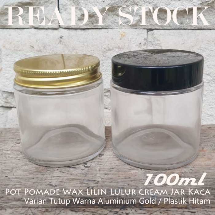 Jual Botol Toples Kaca 100ml Pot Cream Jar Pomade Lulur Wax Lilin 100 ...