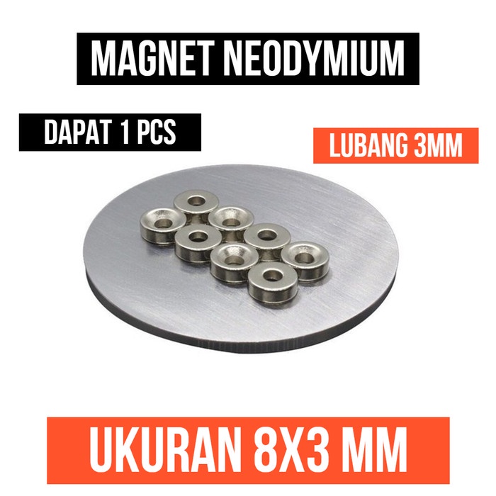 Jual Magnet Neodymium 8x3mm Lubang Round 3mm N52 Ring 8x3 mm Bulat Koin ...