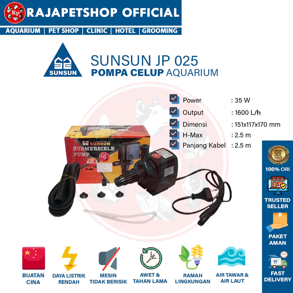 Jual ( POMPA AIR ) SUNSUN JP 025 WATER PUMP POMPA CELUP AQUARIUM ...