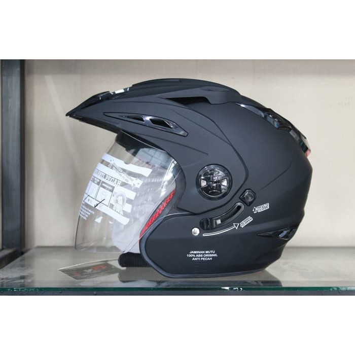 Jual Helm RN Double Visor Hitam Doff Model INK T1 | Shopee Indonesia