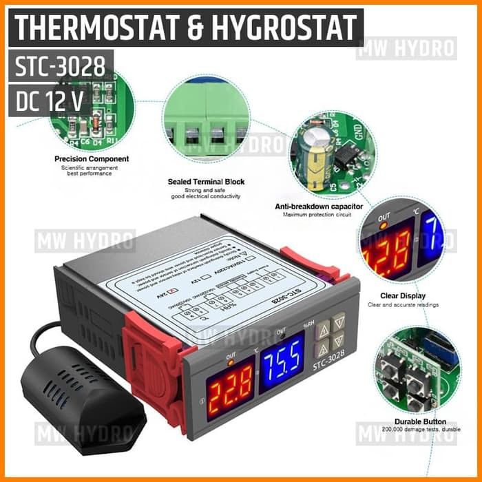 Jual Temperature & Humidity Controller, Thermostat & Hygrostat, STC-3028 | Shopee Indonesia