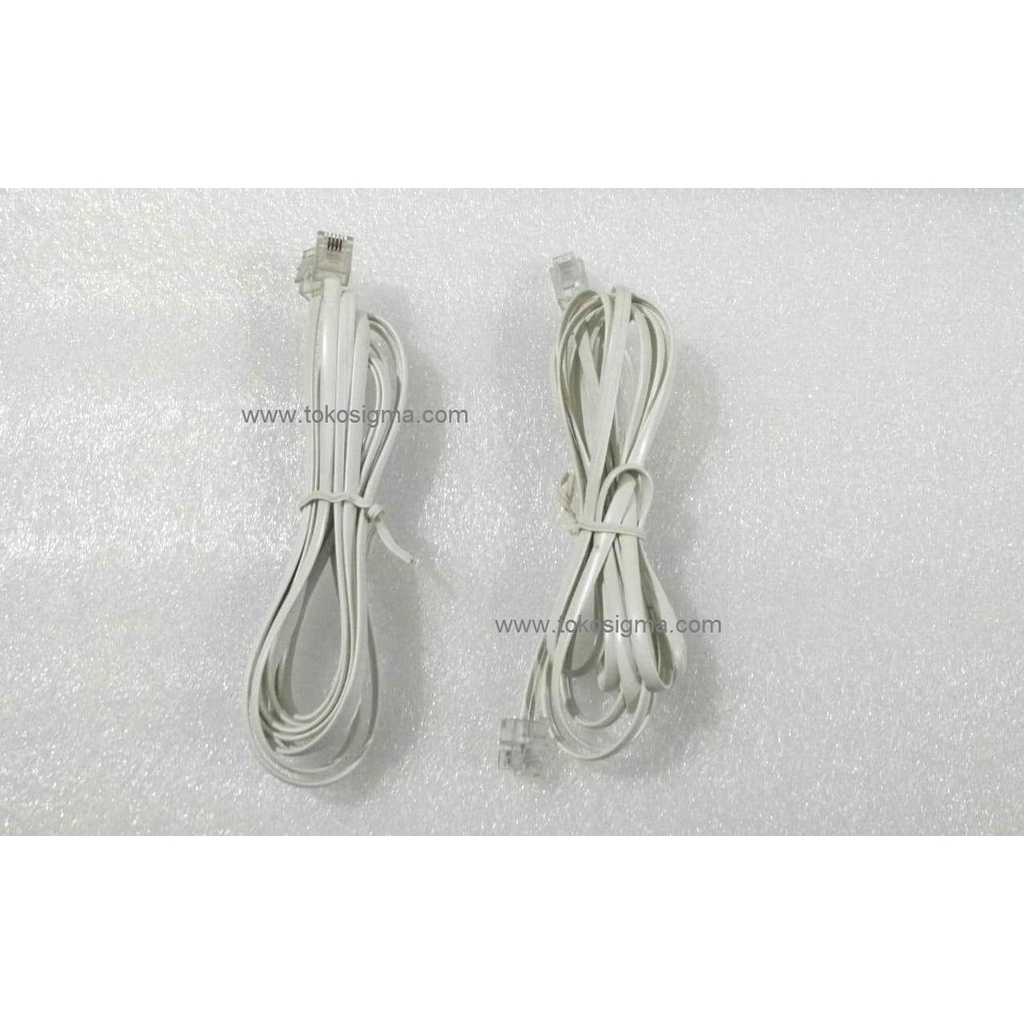 Jual 2pcs KABEL TELP 2 meter TELEPON TELEPHONE RJ-11 6P4C pin 4 FLAT ...