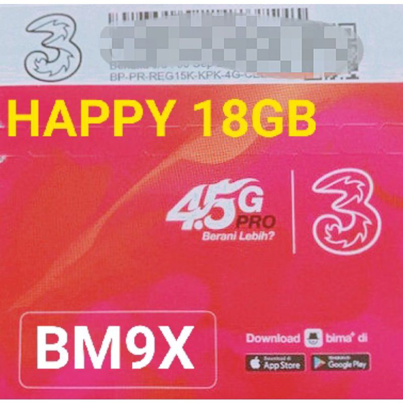 Jual KARTU PERDANA TRI + KUOTA 18GB (30 HARI) | Shopee Indonesia