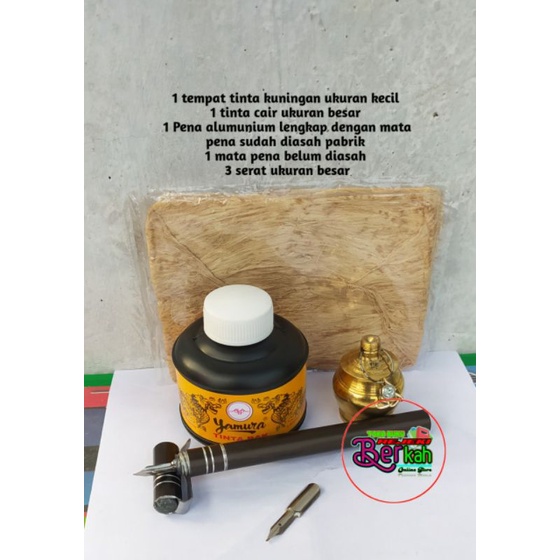 Jual satu set paket hemat peralatan menulis lengkap Pena kayu pena tutul pena celup bak tinta ...