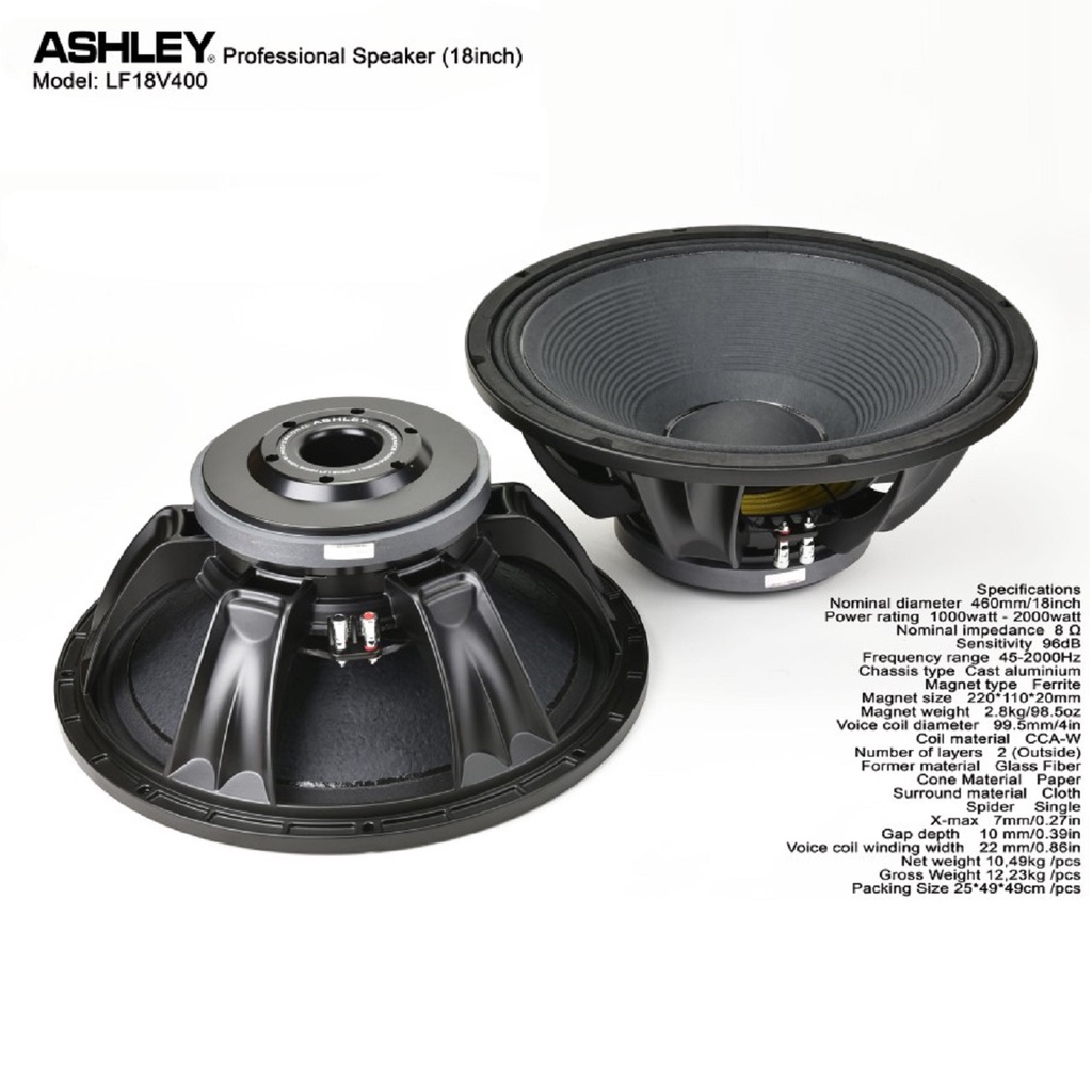 Jual SPEAKER 18 INCI ASHLEY LF18V400/LF18 V400 2000 WATT KOMPONEN ...