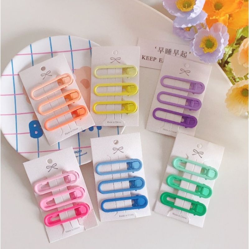 Jual 3Pcs /Set Jepit Rambut Ponytail Warna Solid Aksesoris Wanita Jepit ...