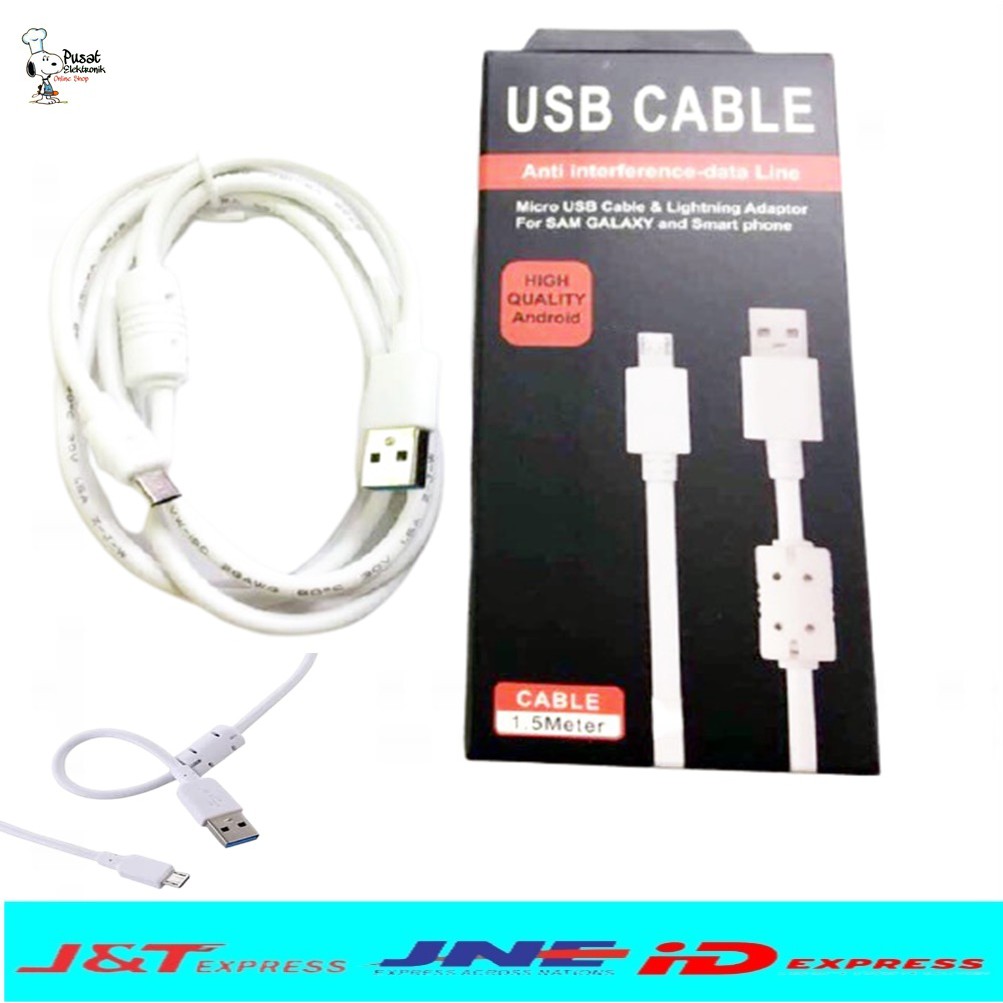 Jual Kabel charge android 1,5m high quality ( dus hitam ) | Shopee ...