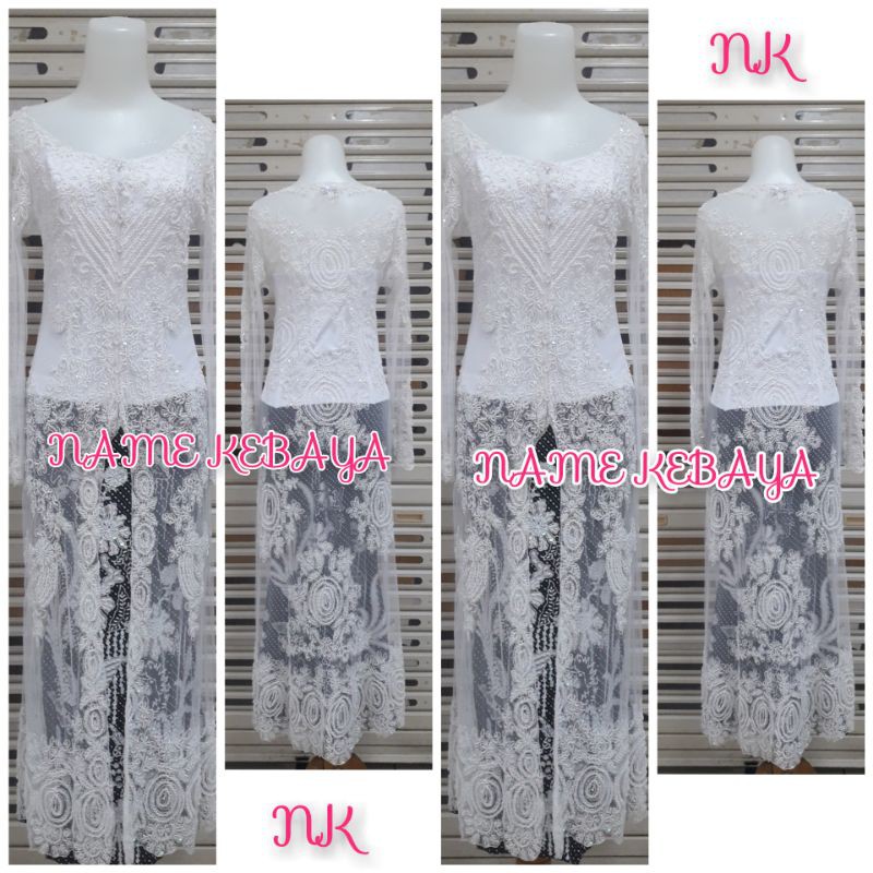 Jual set kebaya akad nikah kerah sabrina semata kaki + rok payet duyung ...