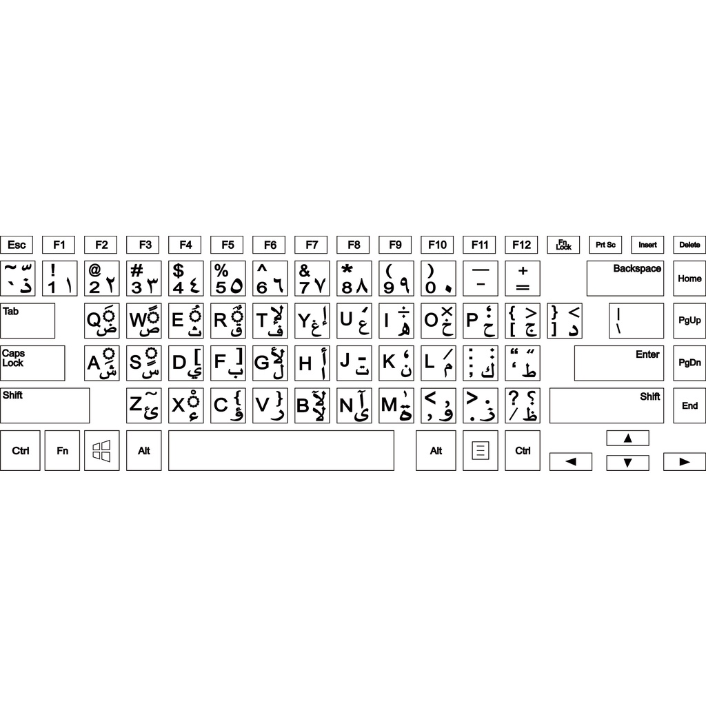 Jual sticker arabic full keyboard Laptop background putih huruf hitam ...