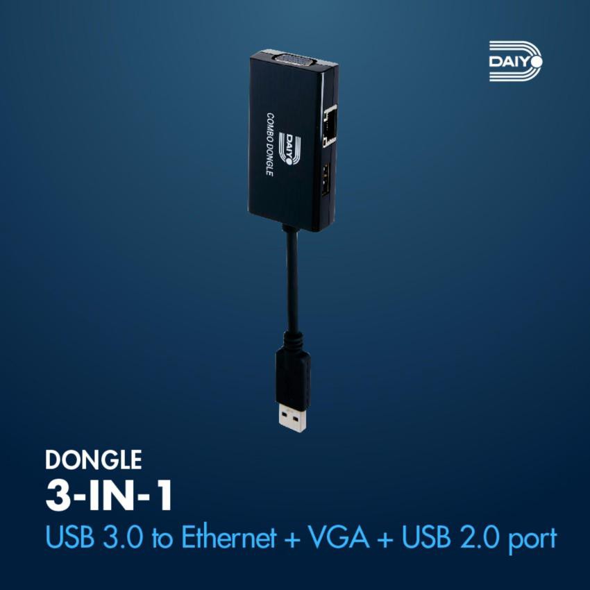 Jual Daiyo USB 3.0 to VGA + LAN + Fast USB (3 in 1 Combo Dongle ...