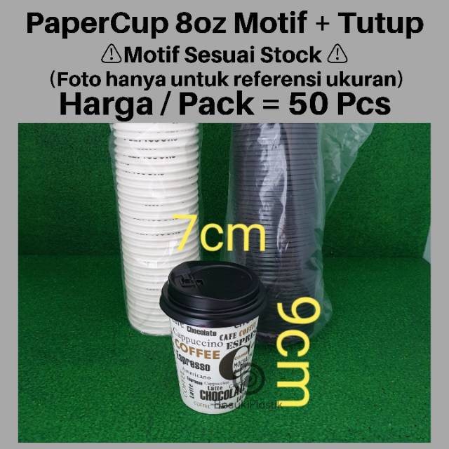 Jual Gelas Kopi Kertas 8oz + TUTUP gelas kopi kertas 8oz motif papercup coffee 8oz gelas kertas ...