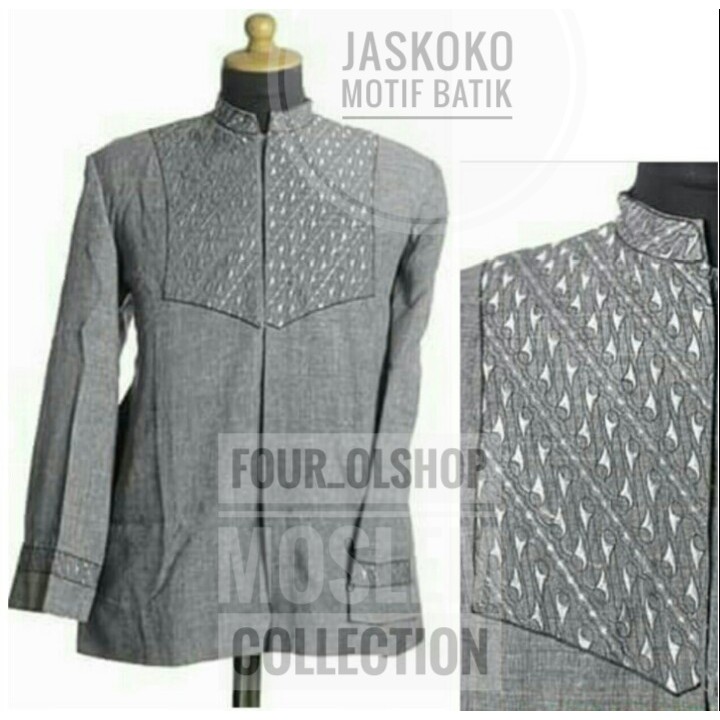 Jual Jaskoko Motif Batik Abu Muda, Jasko, Jas Koko, Jasko Bordir, Jasko ...
