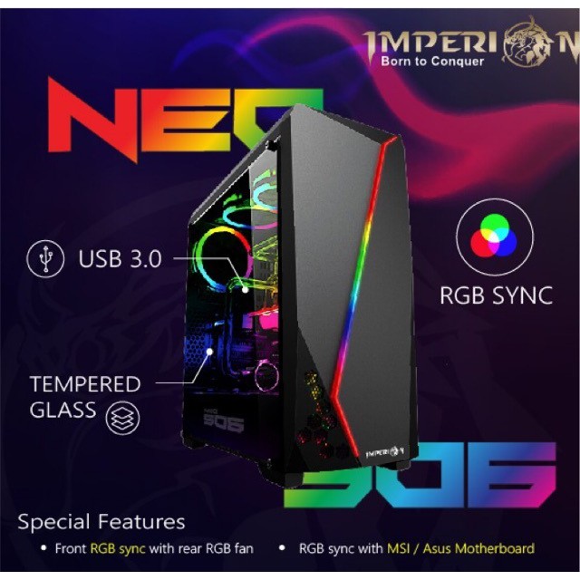 Jual Casing Gaming Imperion NEO 506 bonus 1 fan led strip hynx RGB TRANSAPARAN CASE | Shopee ...