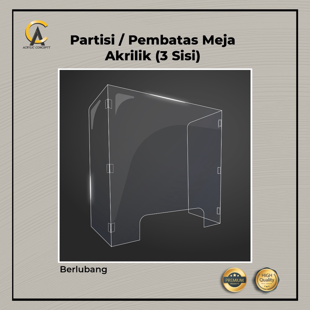 Jual Partisi Meja Akrilik 3 Sisi (100x60)/Partisi Meja Akrilik 3mm ...