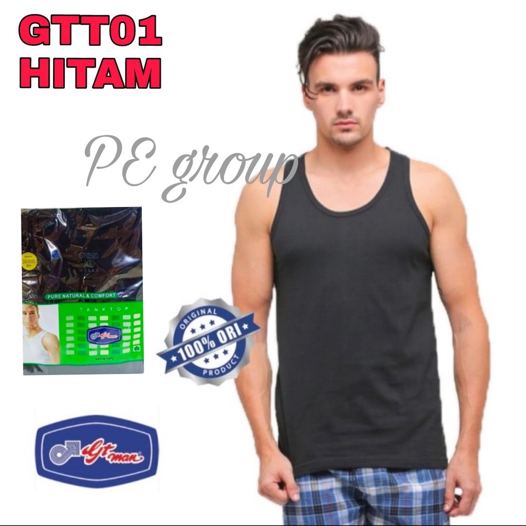 Jual Singlet polos pria gt man - tanktop gt man GTT01 hitam size S-M-L ...